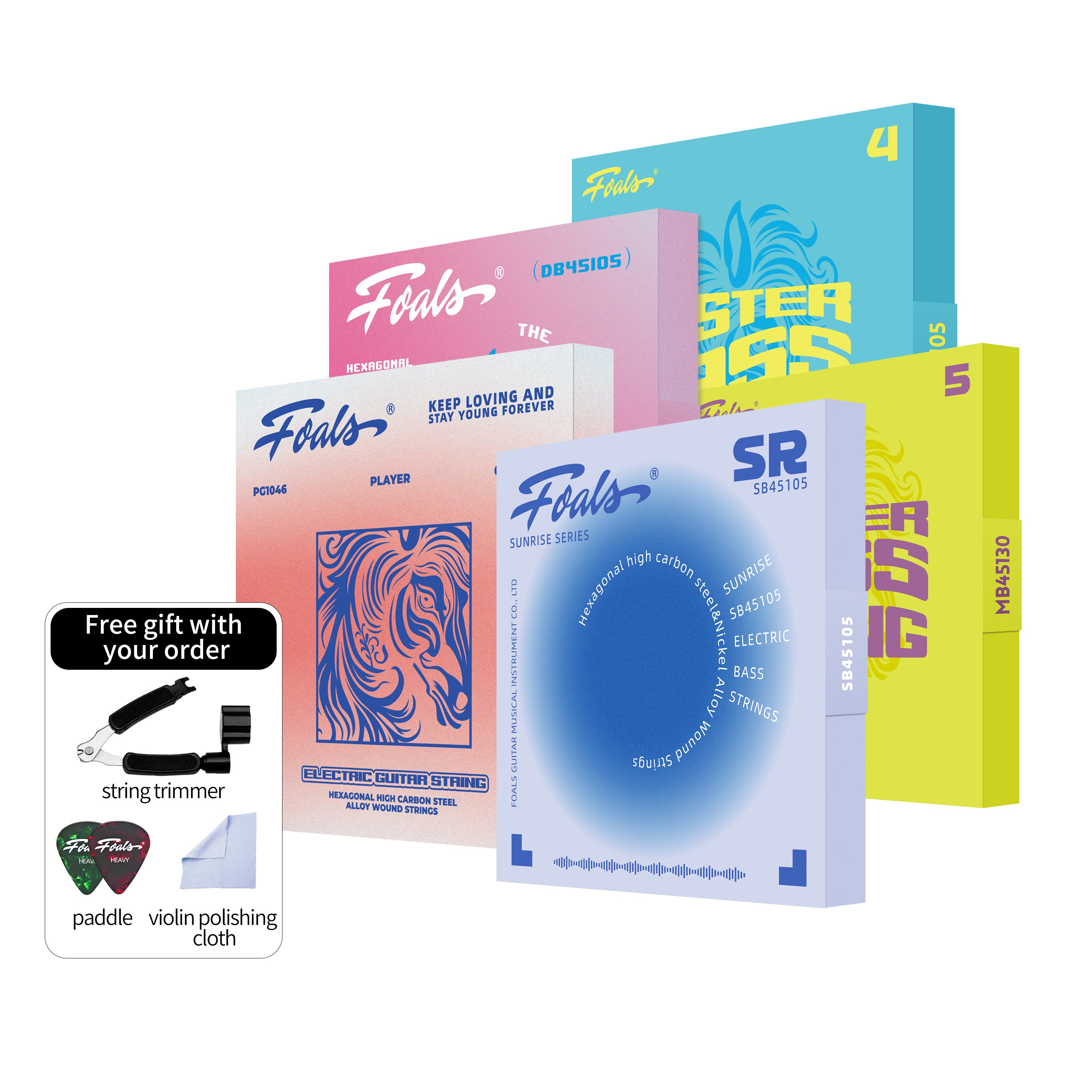 FOALS 45-130 Rust-Resistant Bass Strings - Deluxe Set for 4 & 5-String ...